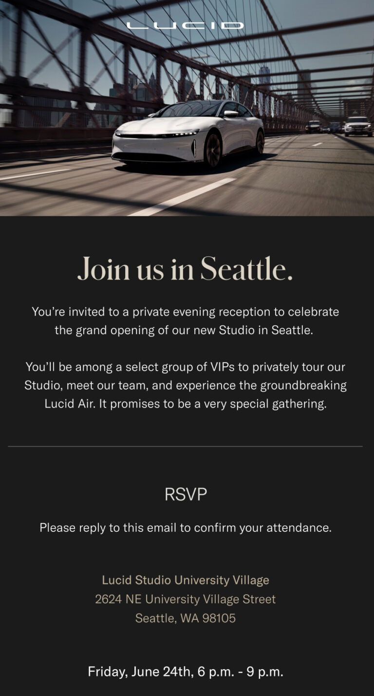 Lucid Motors Opening Seattle Showroom with Private Tour On June 24th ...