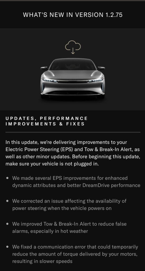 Lucid Motors Releases Lucid Air OTA Software Update v1.2.75 With EPS ...