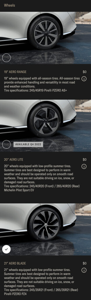 Lucid Motors Adds Lucid Air Tire Specifications To Website - Lucid Insider