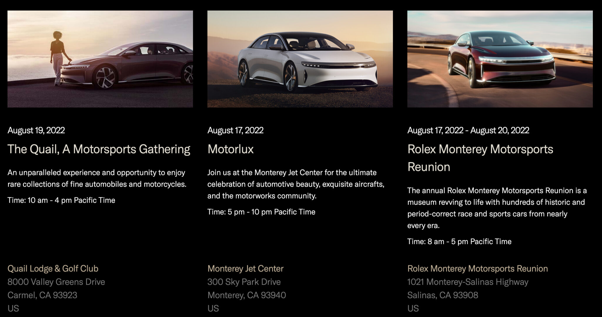 Find The Lucid Air At Three New Events Across California In August ...