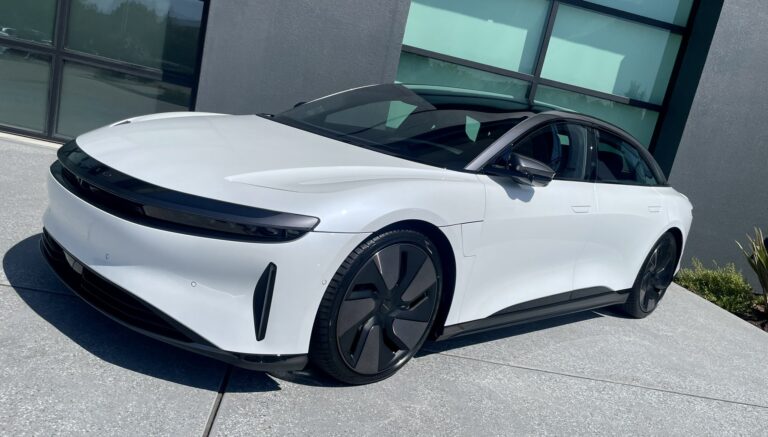 Lucid Air Stealth White & Black Outside Lucid Motors HQ - Lucid Insider